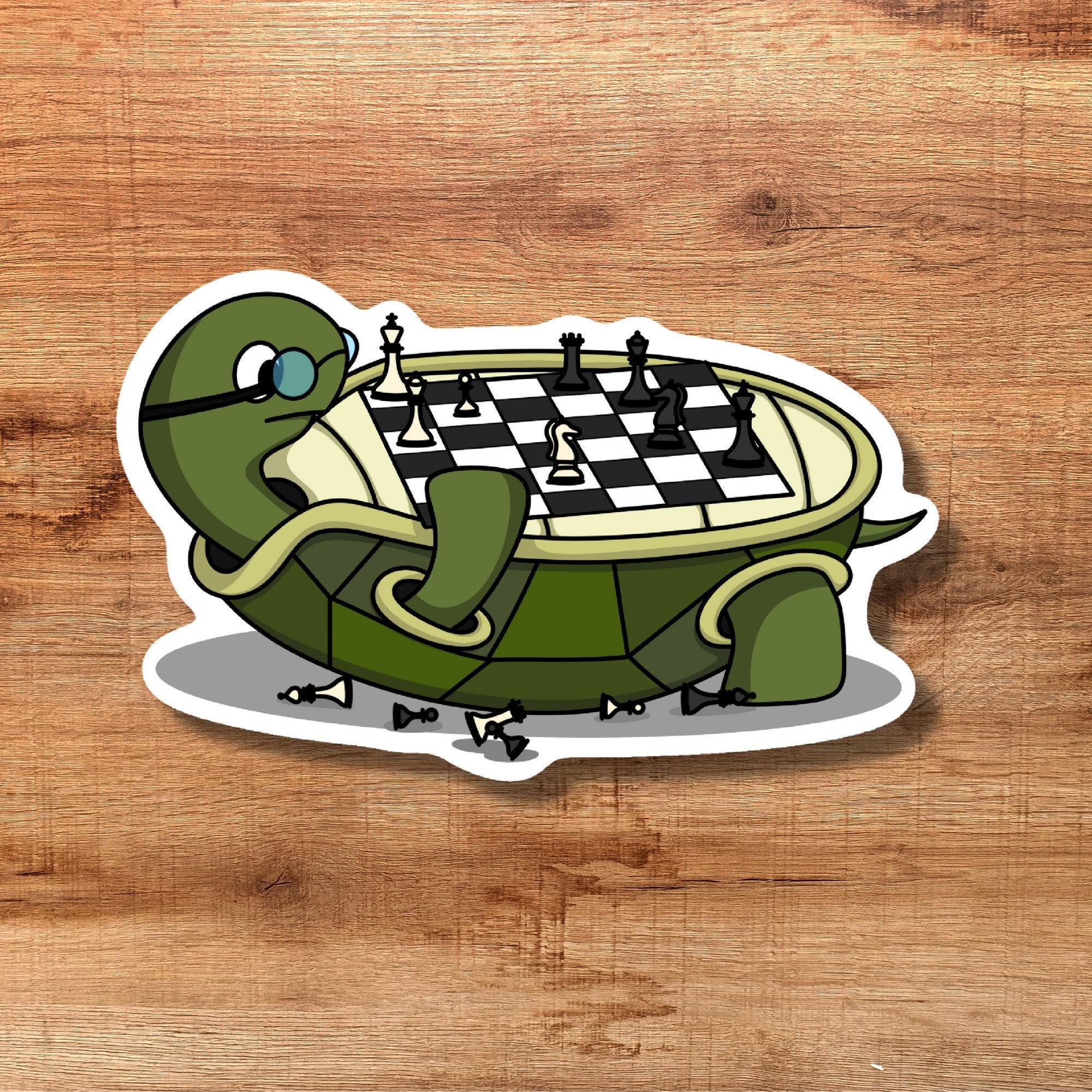 Old Man Turtle Playing Chess on His Chest Vinyl Sticker - Etsy