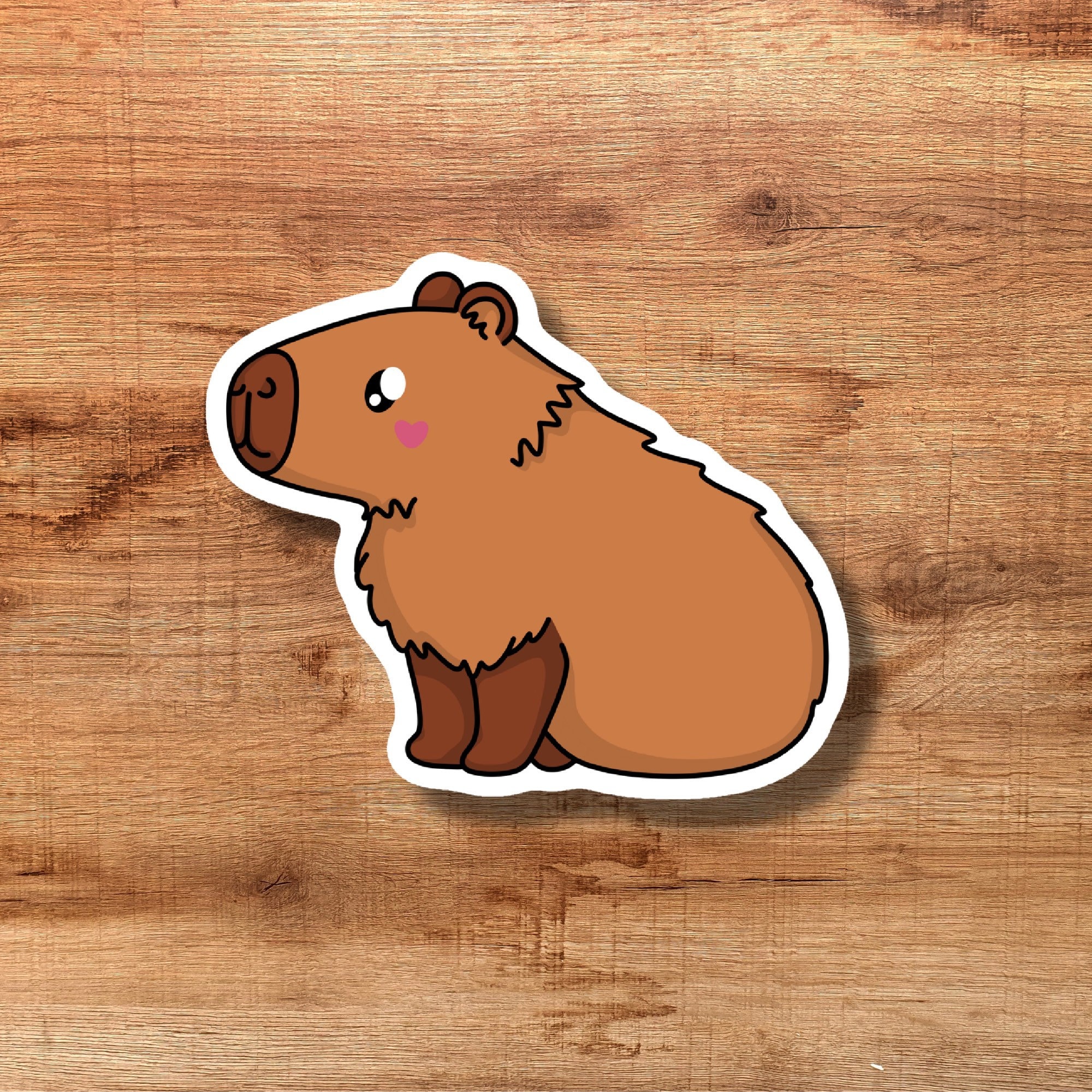 Capybara Sitting Cute With Rosy Cheeks Vinyl Sticker - Etsy