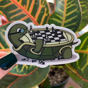 Old Man Turtle Playing Chess on His Chest Vinyl Sticker - Etsy