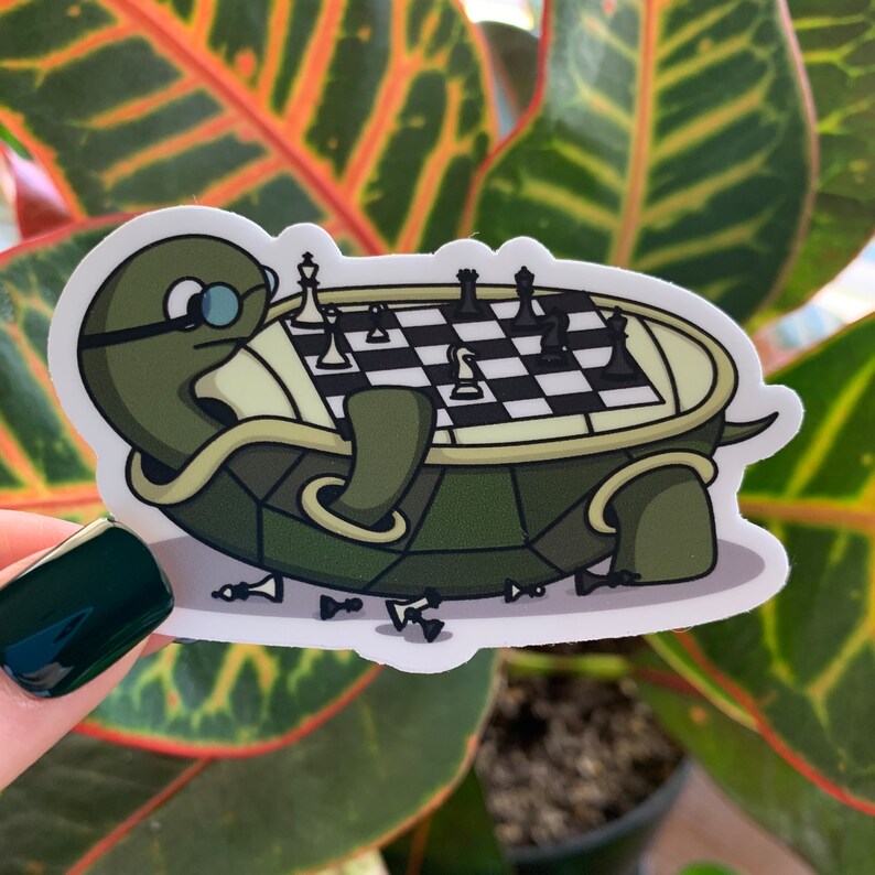 Old Man Turtle Playing Chess on His Chest Vinyl Sticker - Etsy