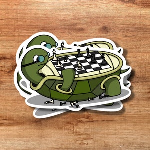 Old Man Turtle Playing Chess on His Chest Vinyl Sticker - Etsy