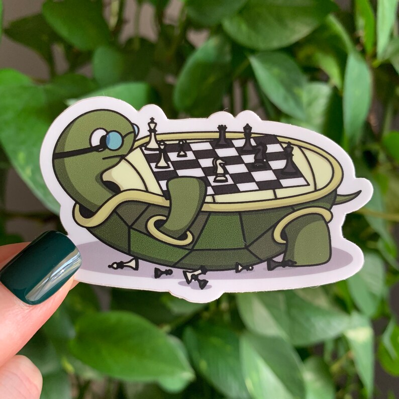 Old Man Turtle Playing Chess on His Chest Vinyl Sticker - Etsy