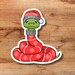 Cute Little Green Snake in a Cozy Red Sweater With Snowflake Design and ...