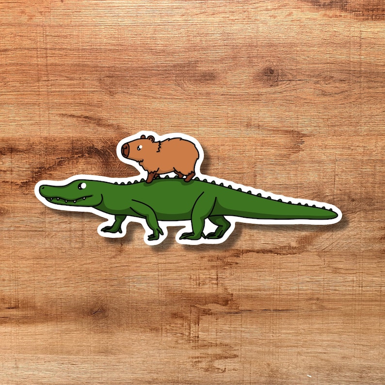 Capybara Riding an Alligator/crocodile Vinyl Sticker - Etsy
