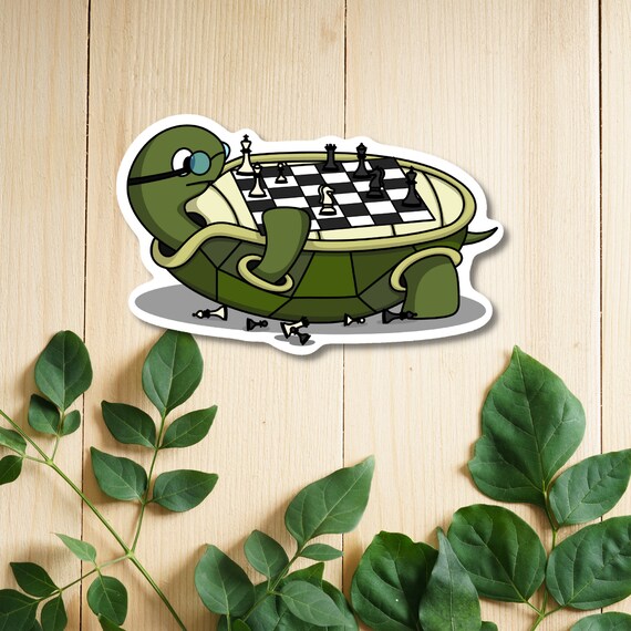 Old Man Turtle Playing Chess on His Chest Vinyl Sticker - Etsy