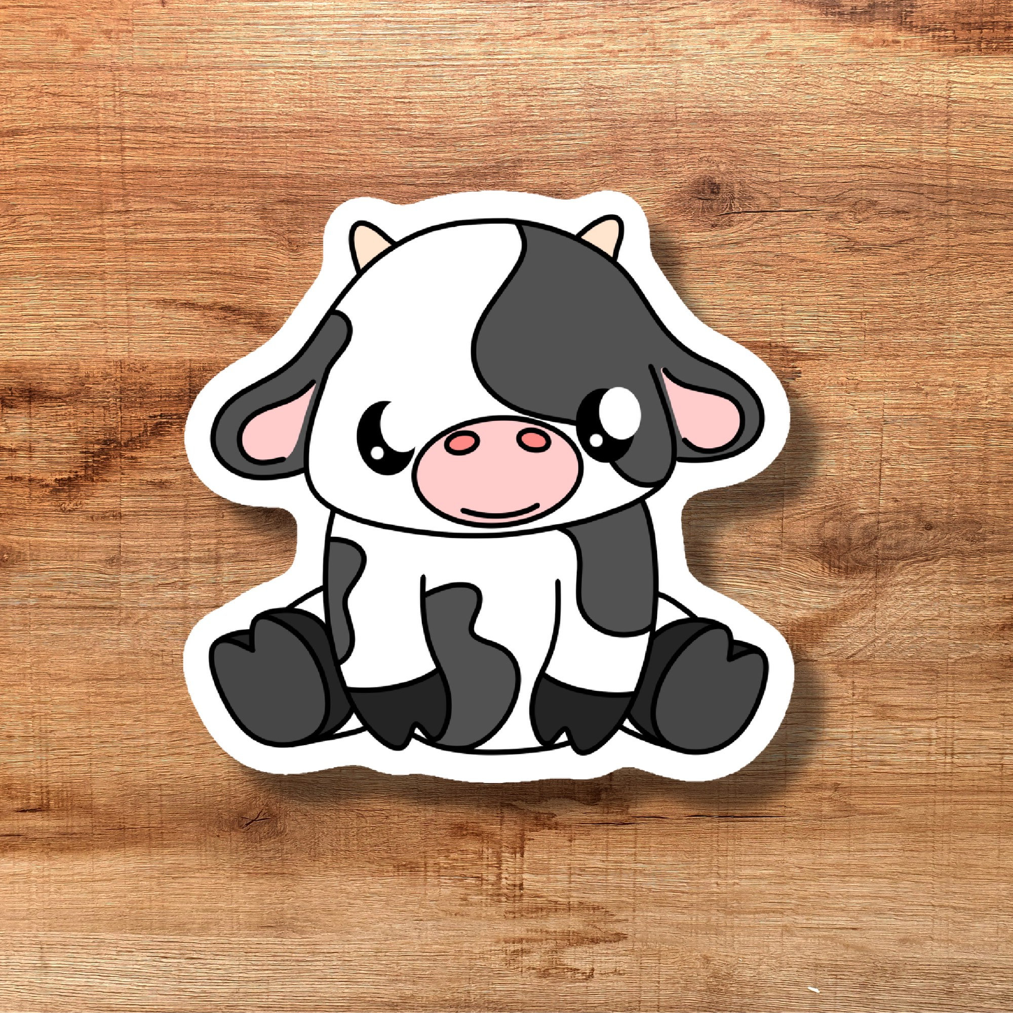 Cute Little Black and White Baby Cow/calf Sitting Down Vinyl Sticker - Etsy