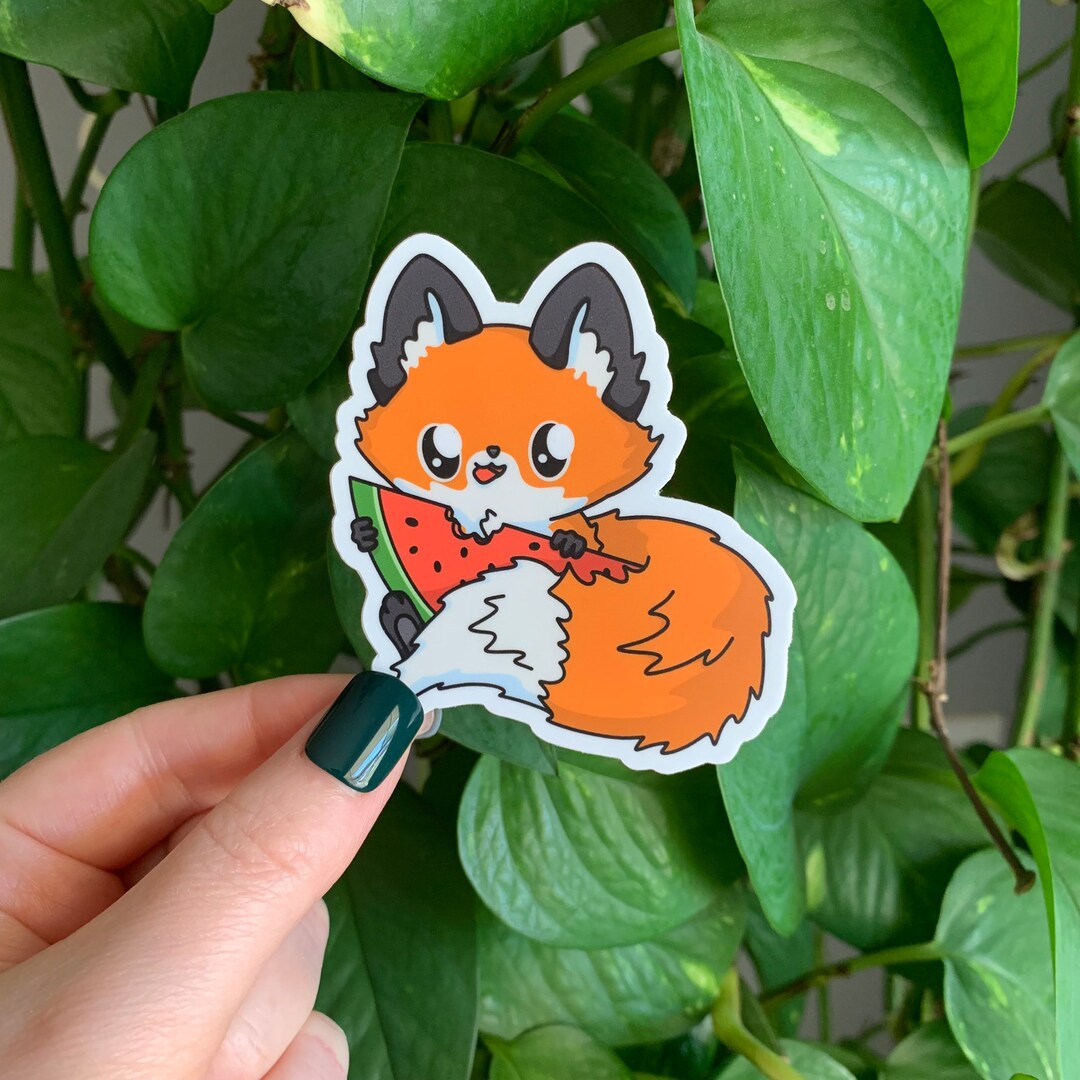 Fox Eating a Watermelon Vinyl Sticker - Etsy