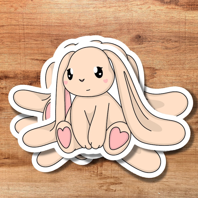 Cutest Bunny With Droopy Ears and Heart Cheeks and Foot Prints Vinyl ...