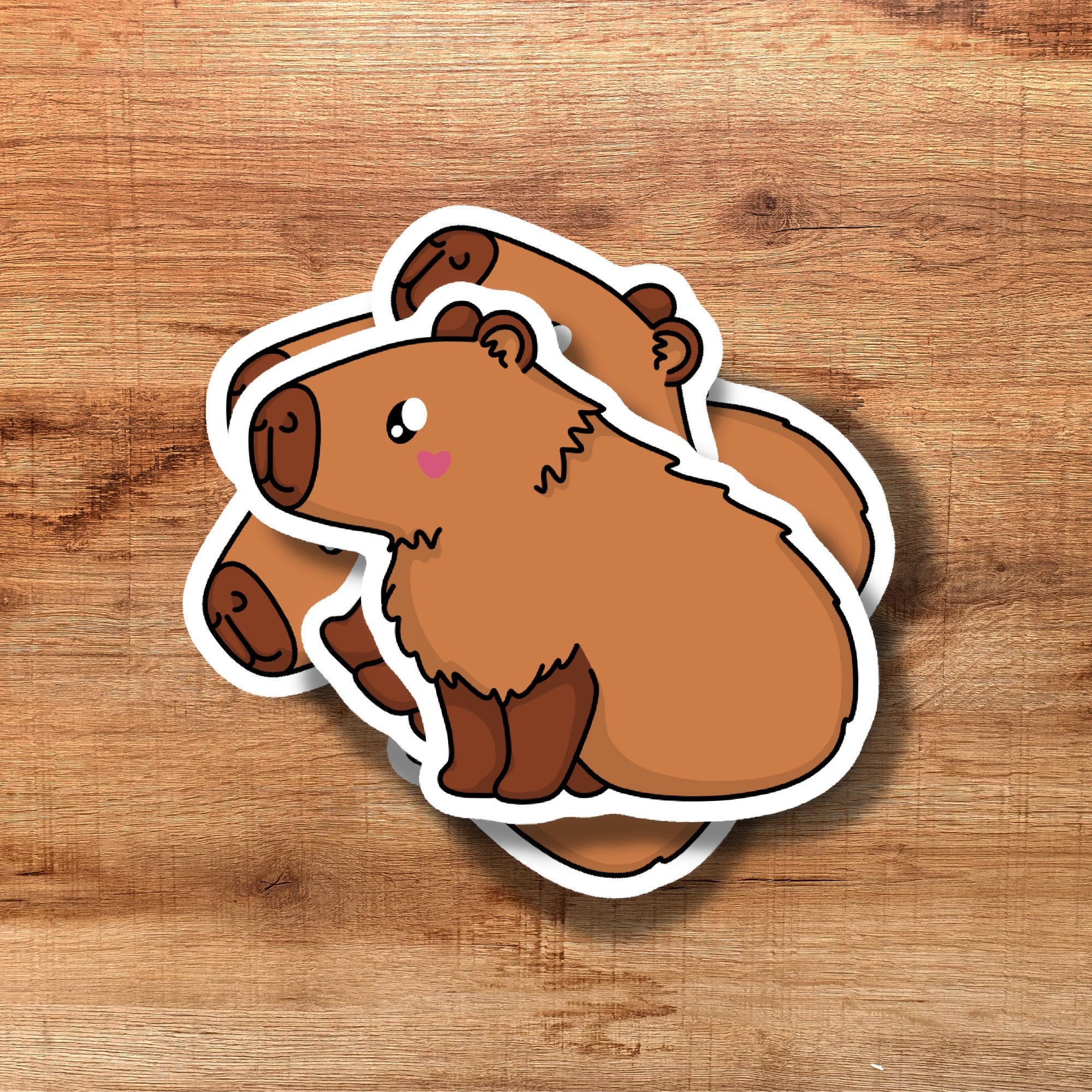 Capybara Sitting Cute With Rosy Cheeks Vinyl Sticker - Etsy