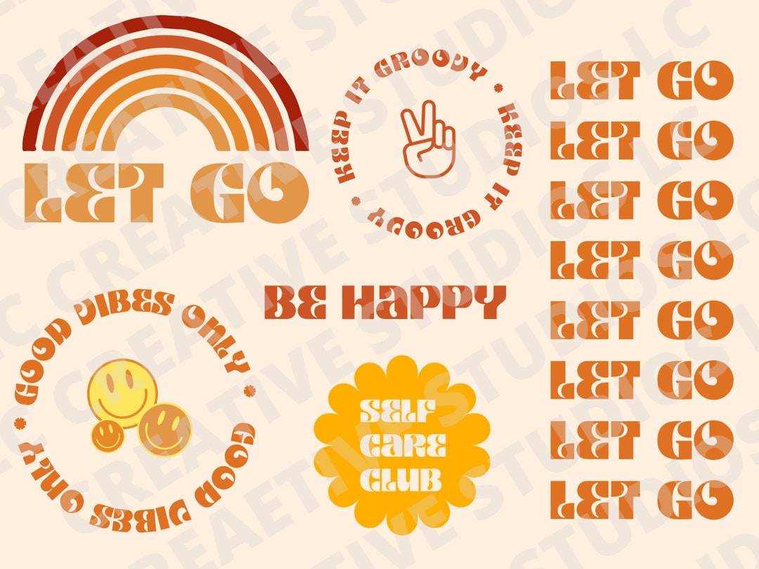 Trendy SVG Bundle Good Vibes Only SVG Self Care Club Rainbow Cricut ...