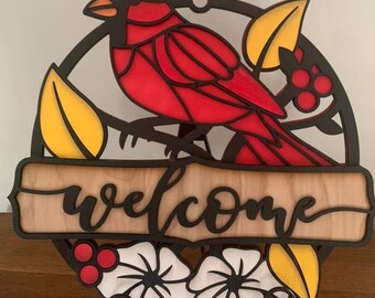 Cardinal Welcome Sign - Etsy