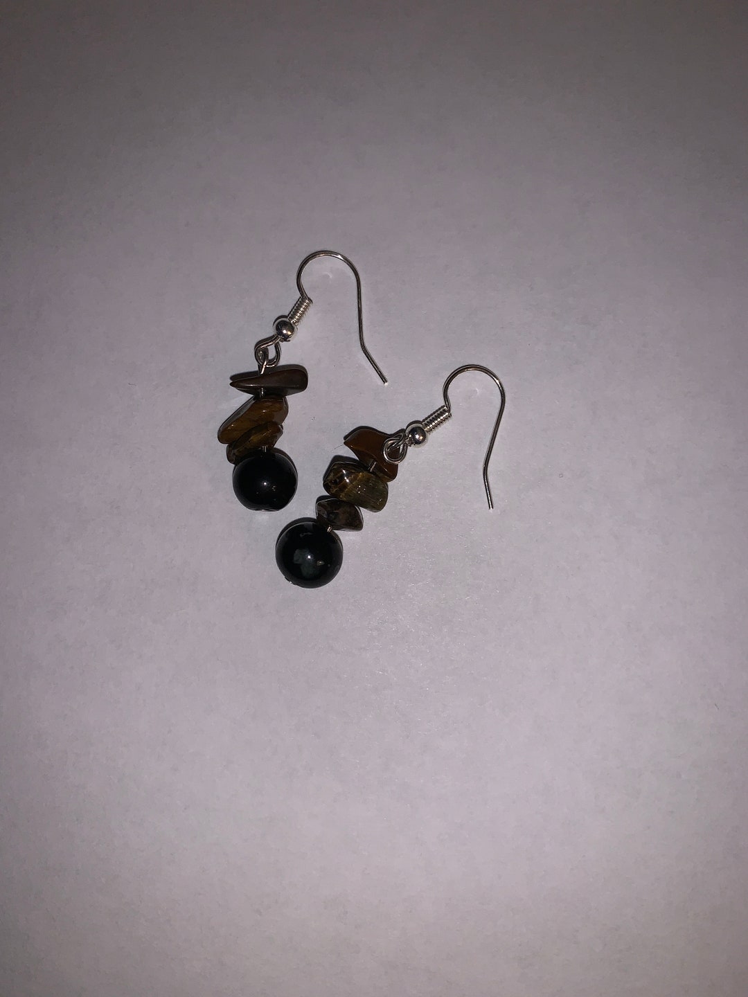 Brown and Black Beaded Dangle Earrings - Etsy