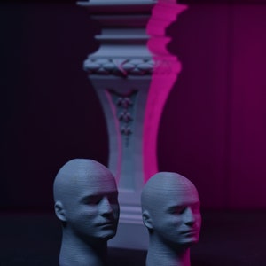 Statue Pedestal Base With 2 Statue Head. - Etsy