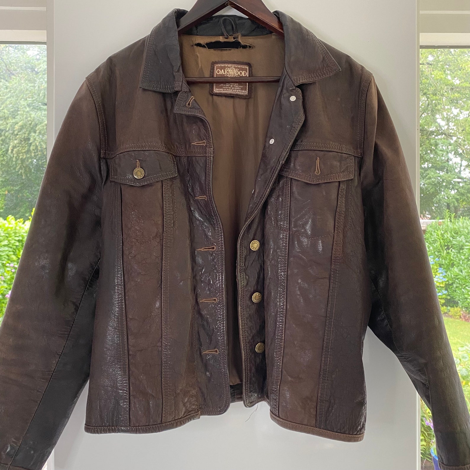 Oakwood Vintage 90s Leather Jacket Real Leather Jacket - Etsy