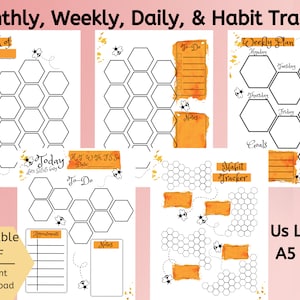Bumblebee Printable Planner Pack Bundle, Monthly, Weekly, Daily, and ...