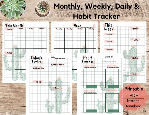 Printable Weekly Planner Letter Printable Daily Planner Instant ...