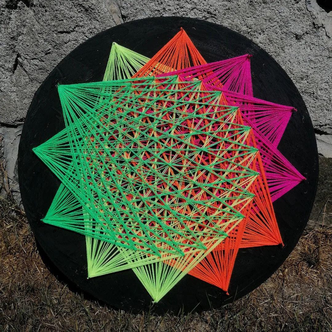 Aurora Star – UV Reactive String Art Wall Decor • Neon Mandala ...