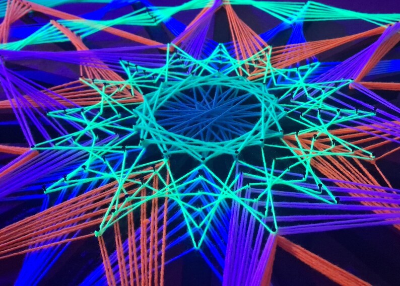 Colorsun : Psychedelic String Art - UV Active Wall Decor - Spider Web ...