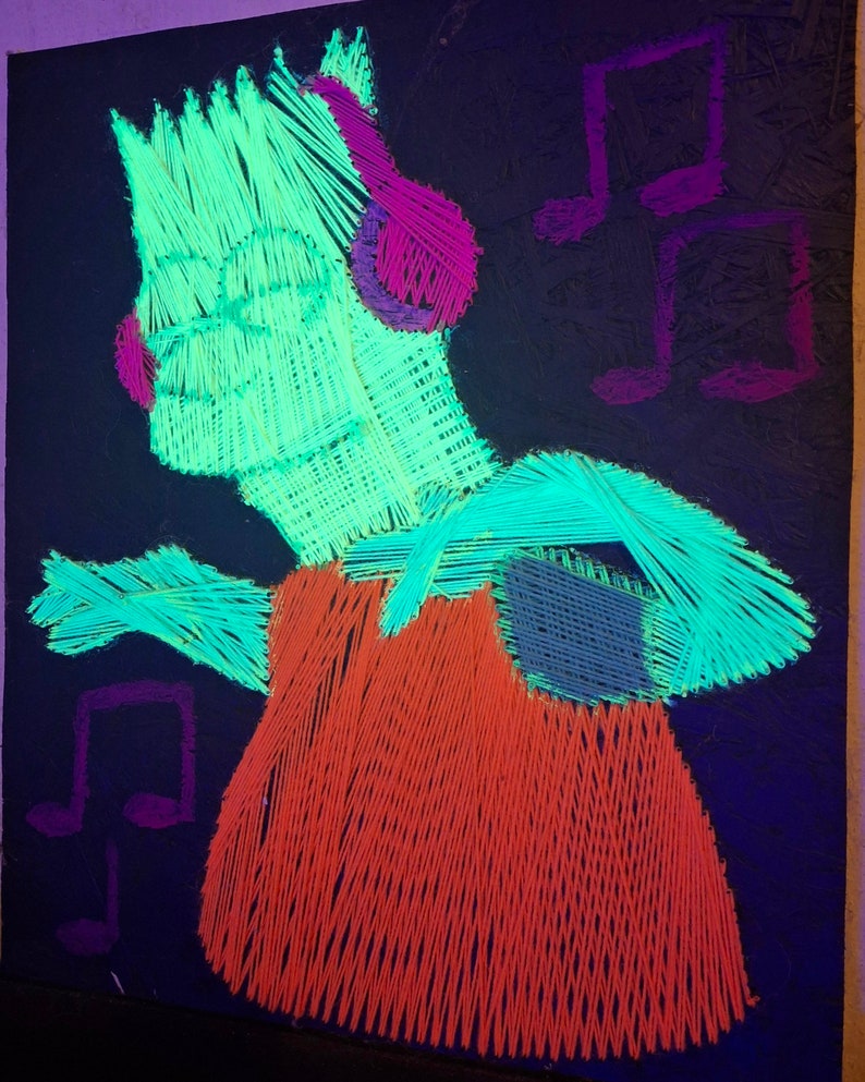 Bart Simpson Listening to Music -a String Art - Etsy