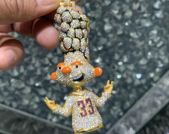 Custom Iced Out Danny Phantom Dark in the Glow Cartoon Pendant in 925 ...