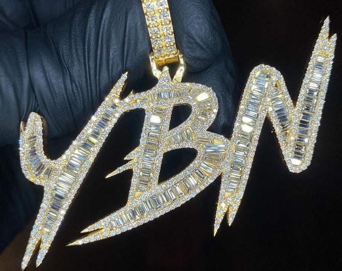 Custom Iced Out YBN Name Pendant in 925 Sterling Silver CZ/ VVS ...