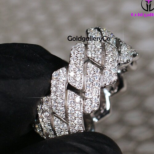 Men's 3CT Cuban Link Ring VVS Moissanite Diamond / 925 - Etsy