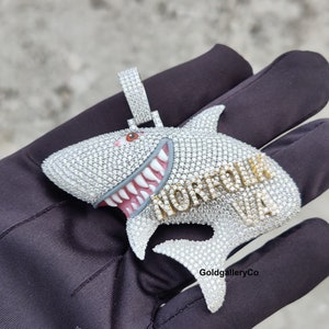 Iced Out Shark VVS Moissanite Diamond Pendant, Customized Jewelry ...