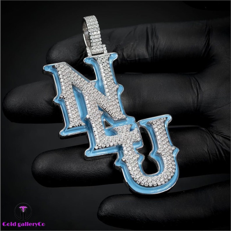 Custom Made Iced Out Letter NLU Pendant 925 Sterling Silver - Etsy