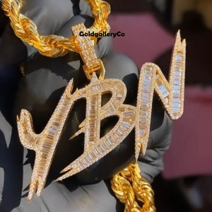 Custom Iced Out YBN Name Pendant in 925 Sterling Silver CZ/ VVS ...