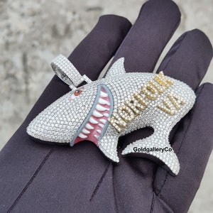 Iced Out Shark VVS Moissanite Diamond Pendant, Customized Jewelry ...