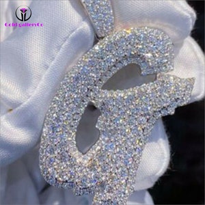 Custom Iced Out Any A to Z Alphabet Pendant 925 Sterling Silver CZ ...