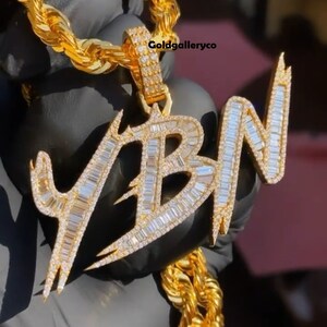 Custom Iced Out YBN Name Pendant in 925 Sterling Silver CZ/ VVS ...