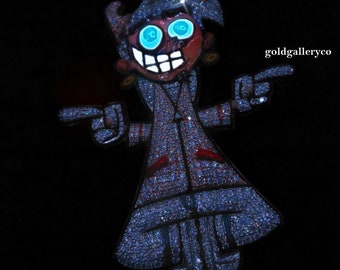 Custom Iced Out Danny Phantom Dark in the Glow Cartoon Pendant in 925 ...