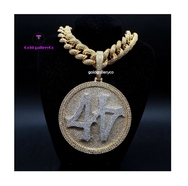Iced Out Custom 44 Number Big Medallion Pendant 925 Sterling - Etsy