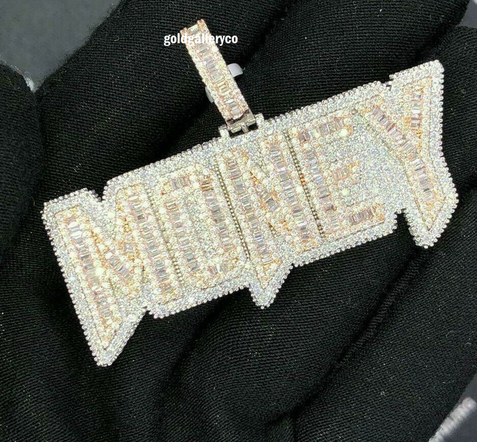 Custom Iced Out Money Letter Pendant 925 Sterling Silver CZ/ Moissanite ...
