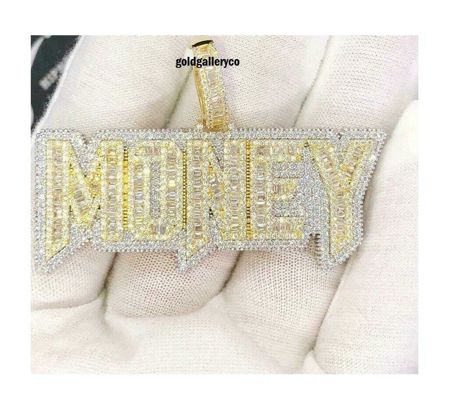 Custom Iced Out Money Letter Pendant 925 Sterling Silver CZ/ Moissanite ...