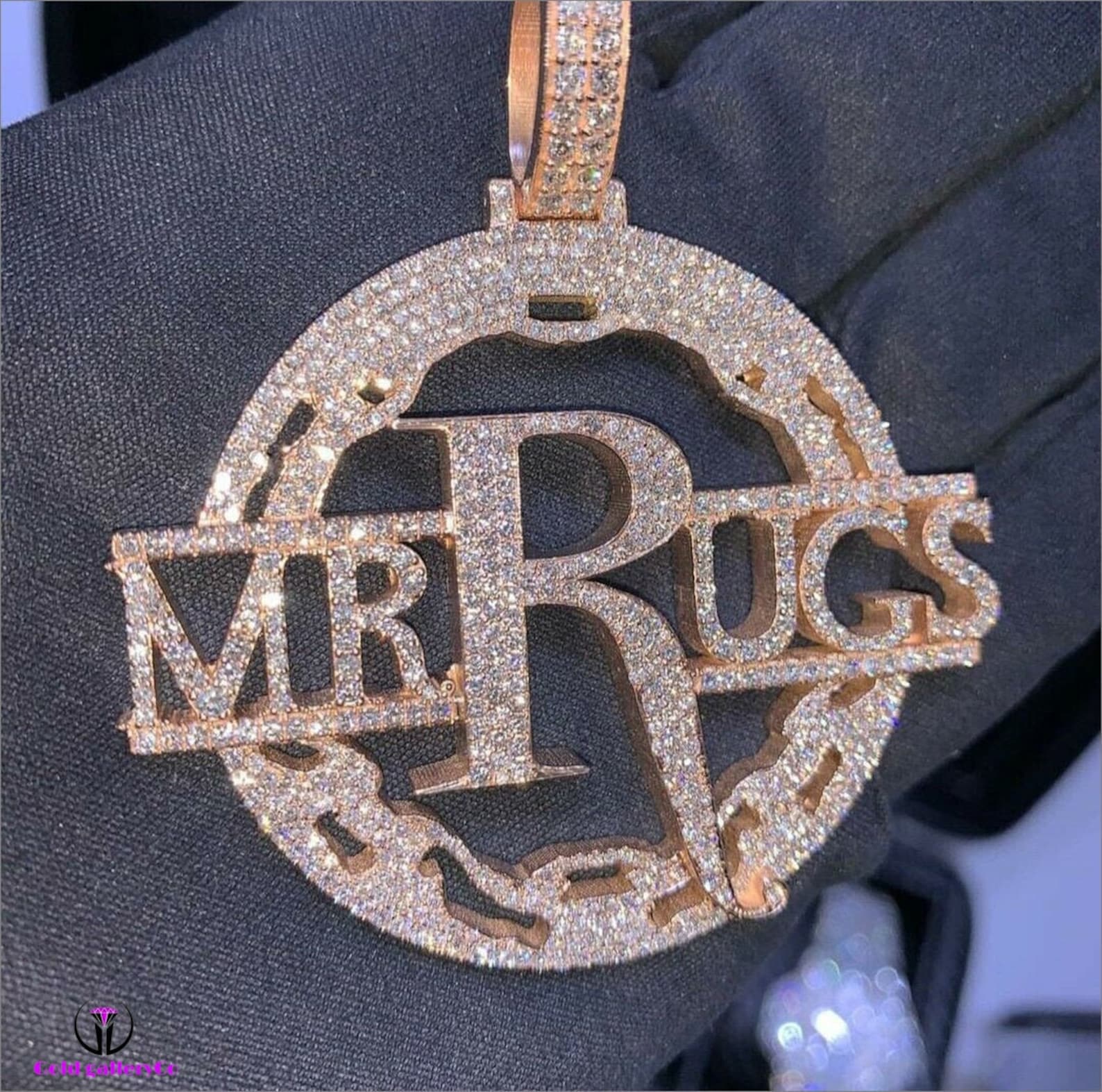 Custom MR RUGS Iced Out Name Pendant in 925 Sterling Silver CZ ...