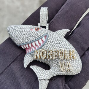Iced Out Shark VVS Moissanite Diamond Pendant, Customized Jewelry ...