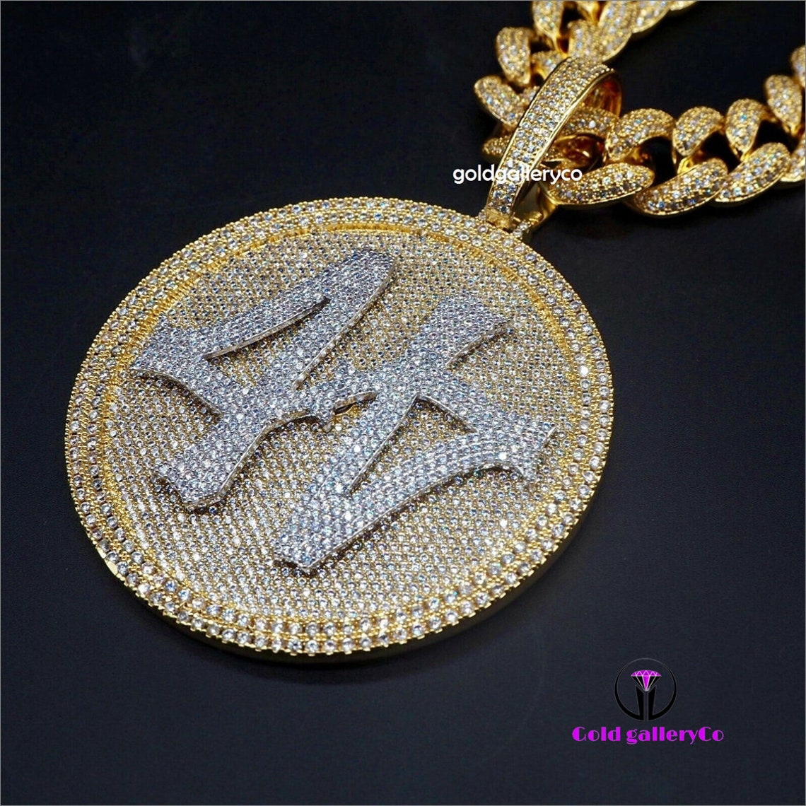 Iced Out Custom 44 Number Big Medallion Pendant 925 Sterling - Etsy