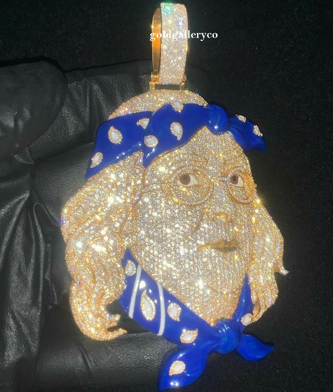 Customized Blue Benjamin Face Pendant 925 Sterling Silver Cz/moissanite ...