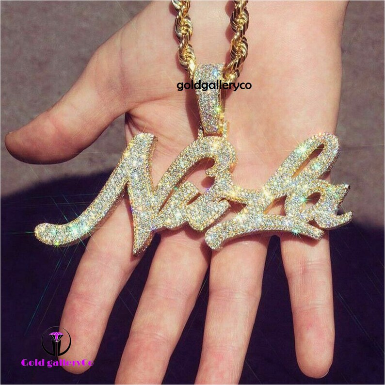 Customized Iced Out Name Pendant 925 Sterling Silver CZ/ - Etsy