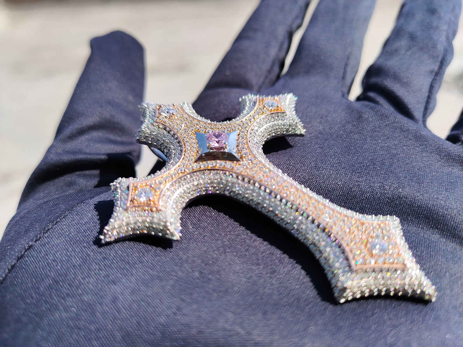 Custom Cross Iced Out Pendant 925 Sterling Silver CZ/ - Etsy