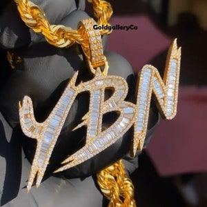 Custom Iced Out YBN Name Pendant in 925 Sterling Silver CZ/ VVS ...