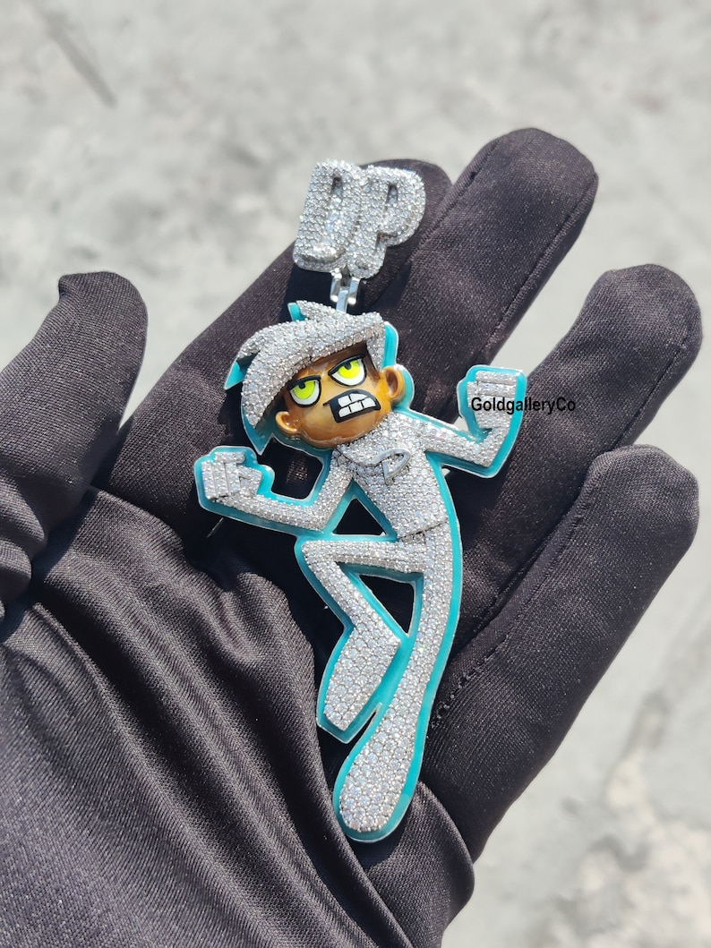 Custom Iced Out Danny Phantom Dark in the Glow Cartoon Pendant - Etsy UK