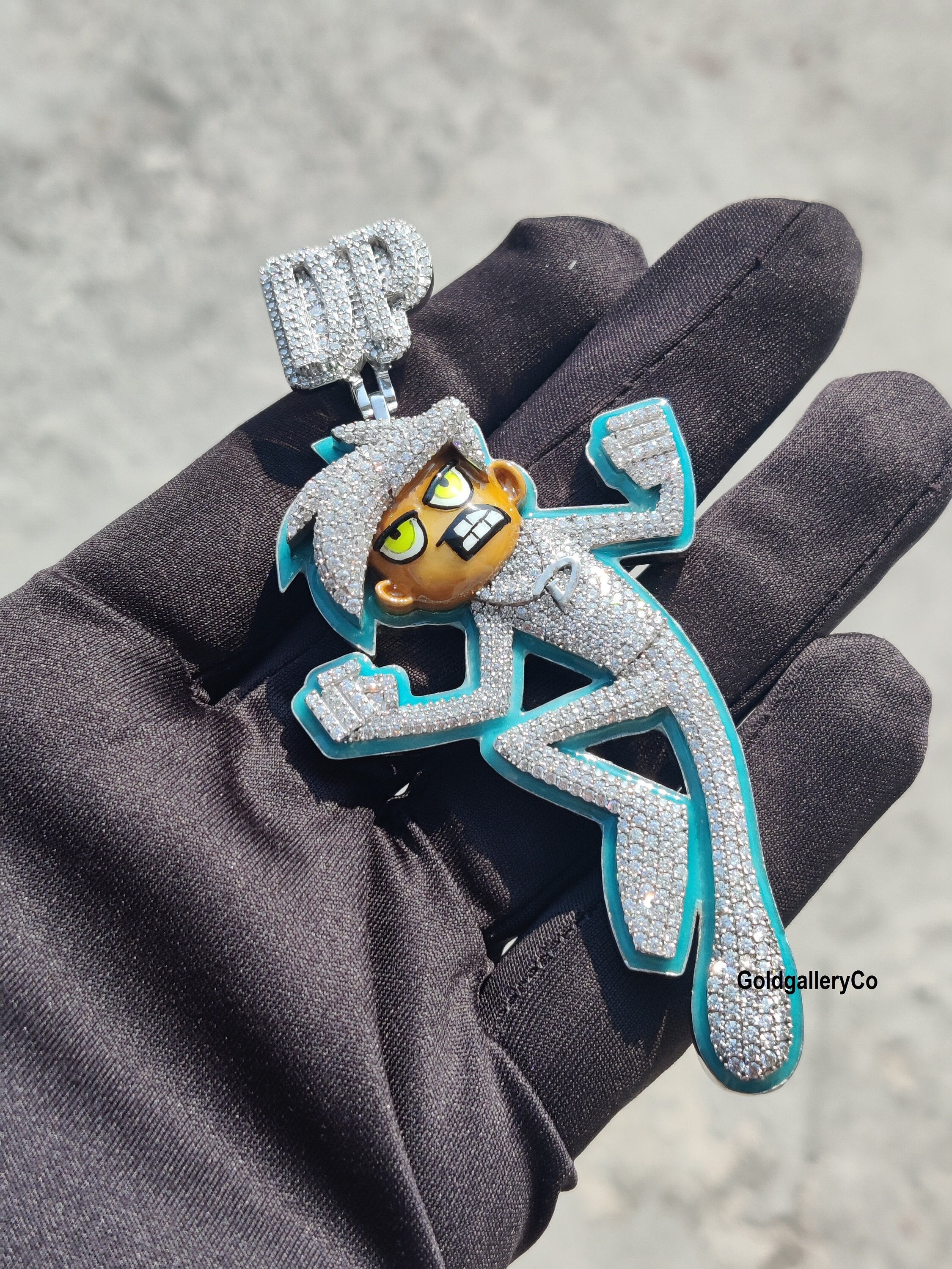 Custom Iced Out Danny Phantom Dark in the Glow Cartoon Pendant - Etsy UK