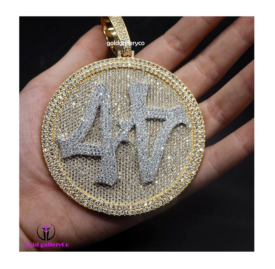Iced Out Custom 44 Number Big Medallion Pendant 925 Sterling - Etsy