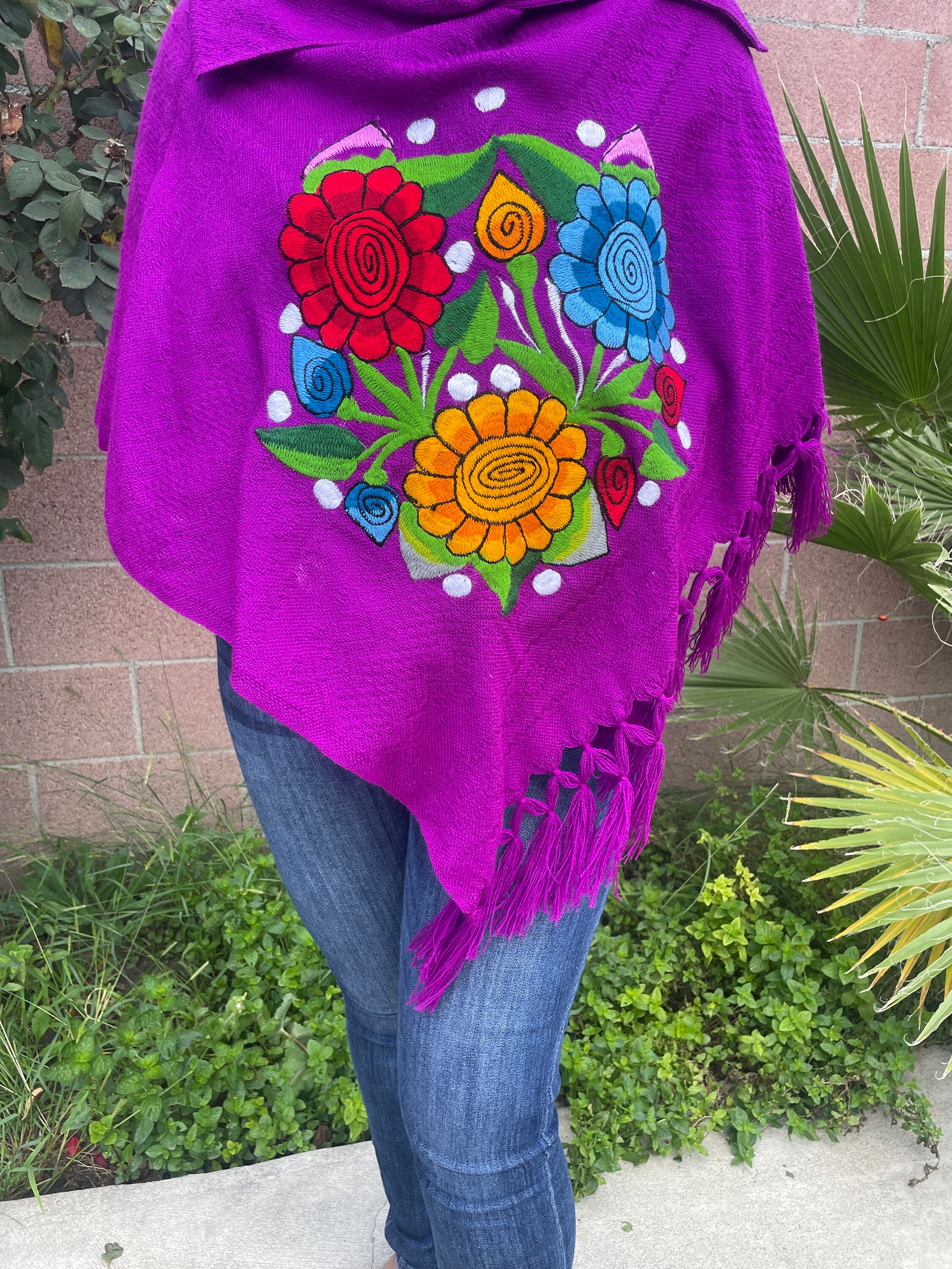 Embroidered Floral Poncho, Embroidered Capes, Handmade Ponchos, Floral ...