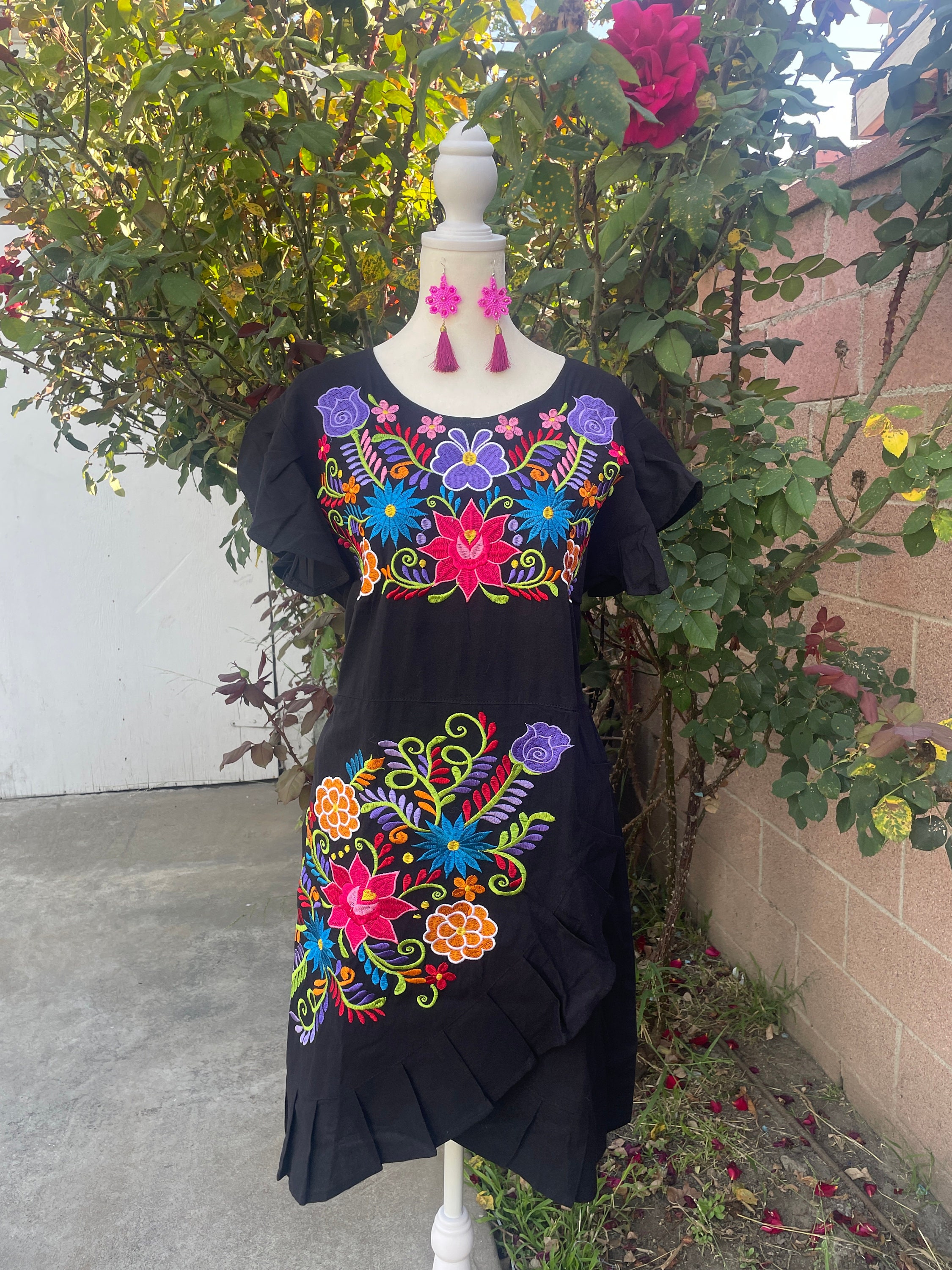 Floral Embroidered Dress. Mexican Embroidered Dress, Floral Dress ...