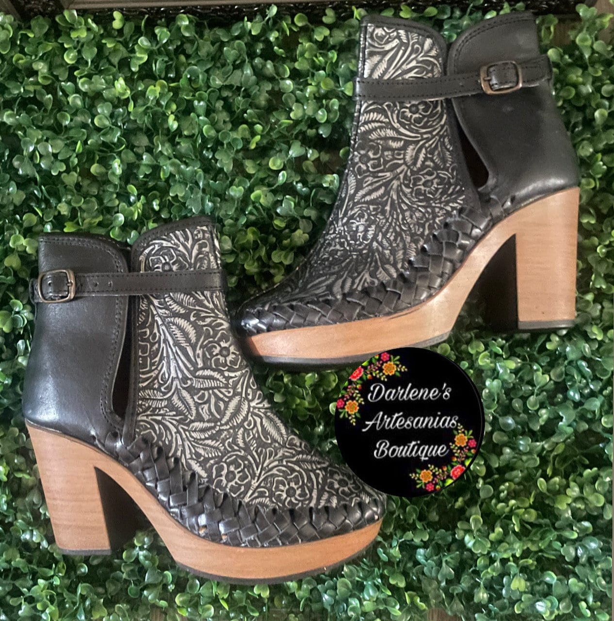 Leather Booties Hand Tooled Premium Leather Mexican Boots Ankle Boots ...