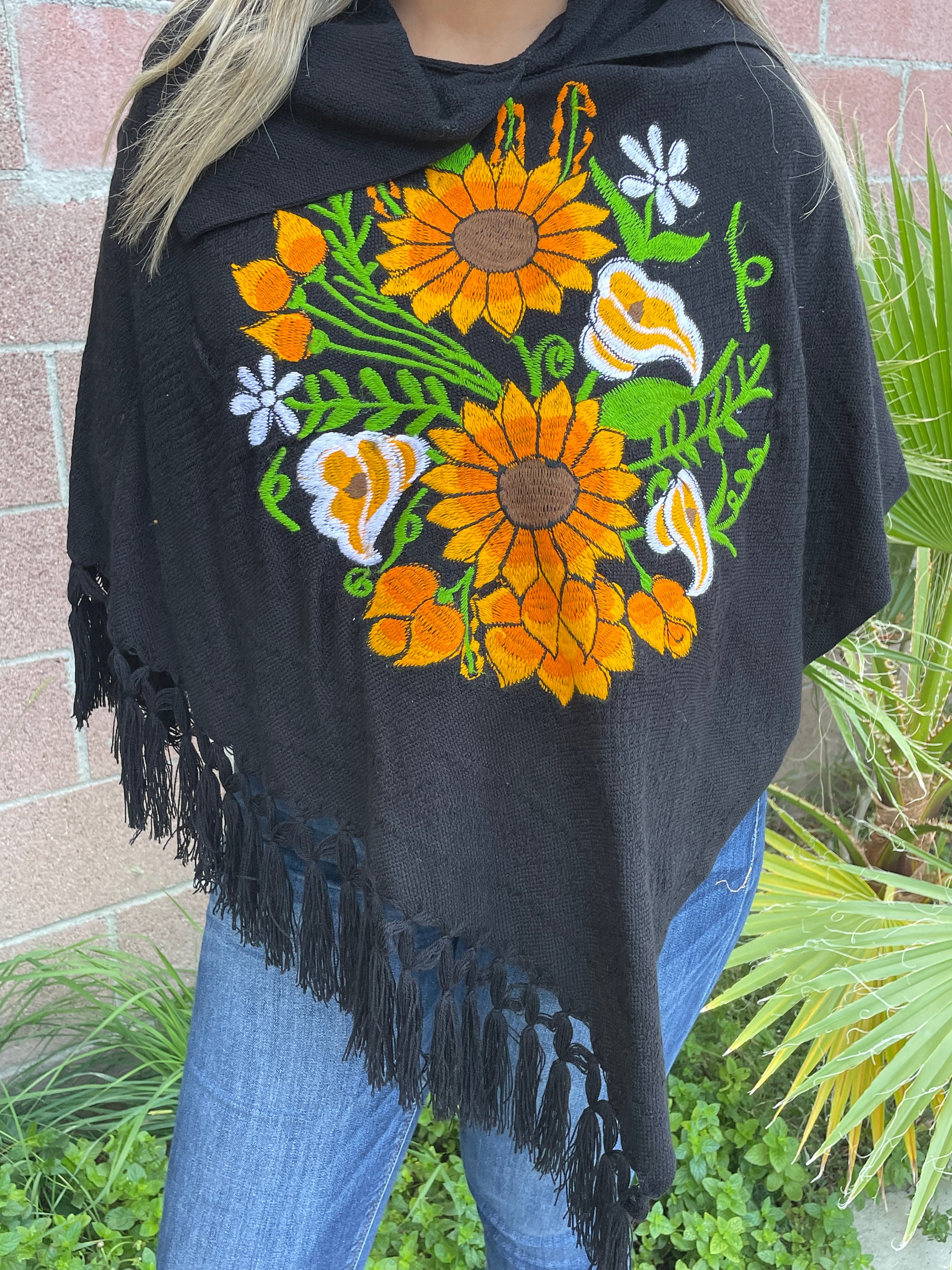 Embroidered Floral Poncho, Embroidered Capes, Handmade Ponchos, Floral ...